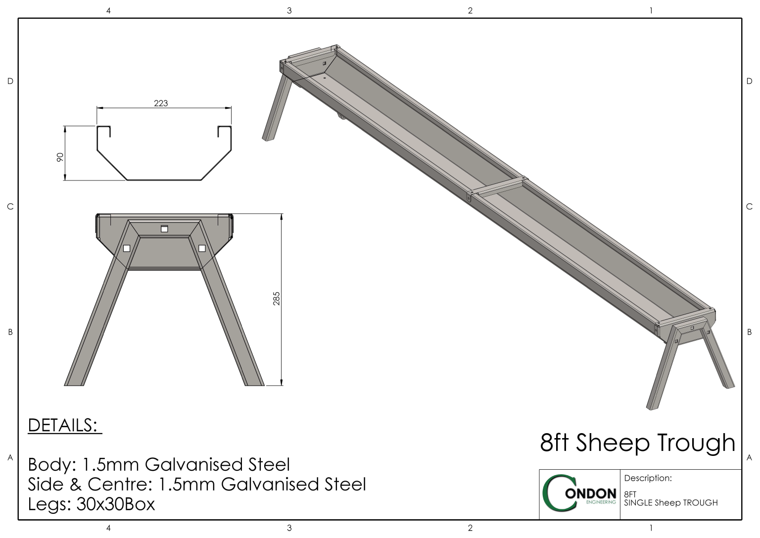 Single Sheep Trough - Condon Engineering