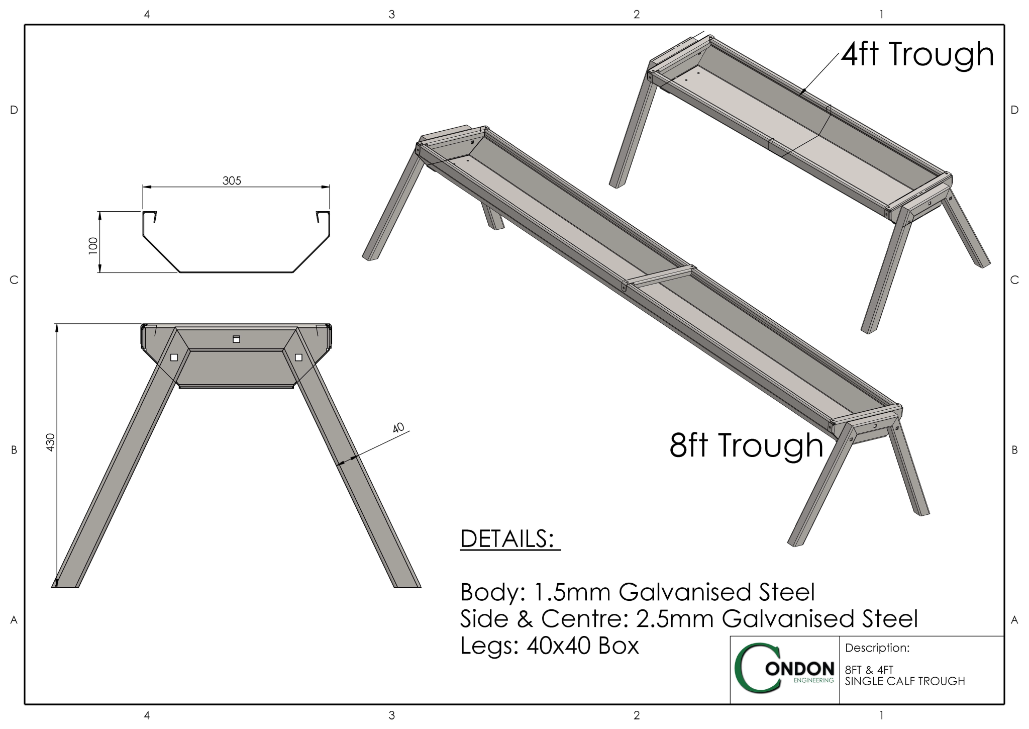 Single Calf Trough - Condon Engineering